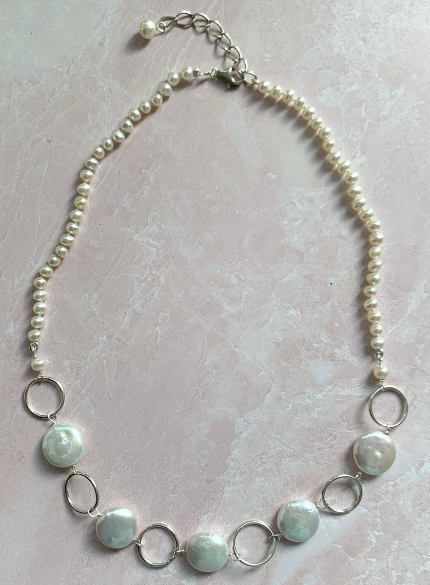Coin Pearl & Silver Ring Necklace – O'Day Cache